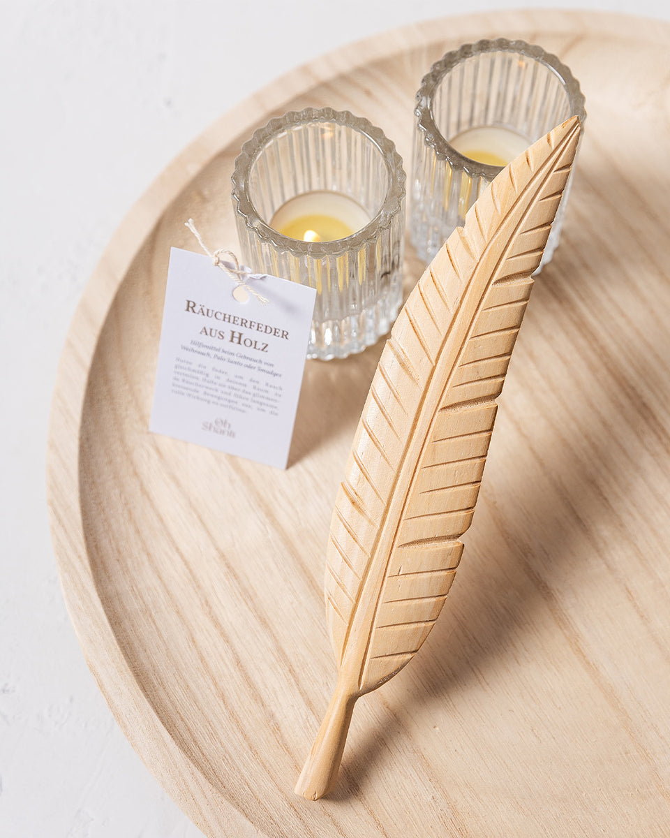 Räucherfeder aus Holz - Räucherzubehör - Oh Shanti